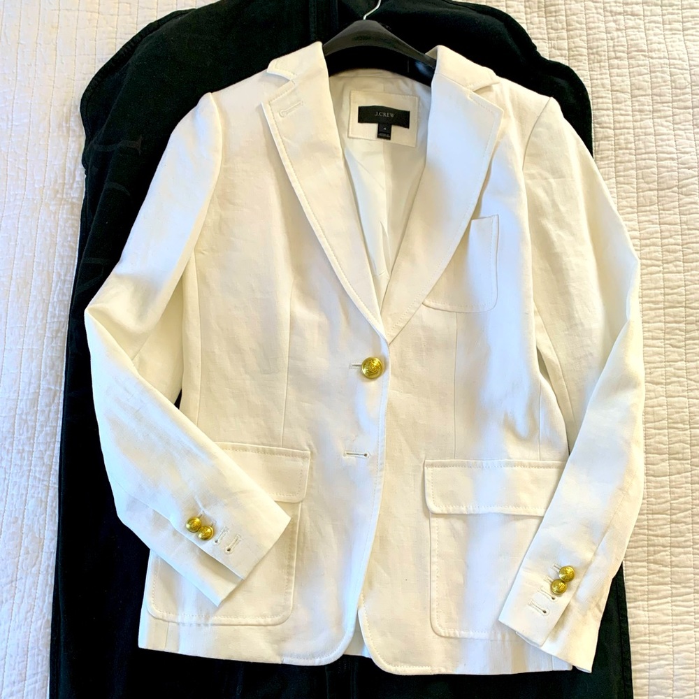 J Crew White Linen Blazer - Gem
